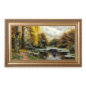 DECORARTS - River Landscape 1903, by Peder Mork Monsted Oil Painting Reproductions. Giclee Print Stretched Framed size: 36x22