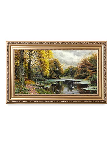 DECORARTS - River Landscape 1903, by Peder Mork Monsted Oil Painting Reproductions. Giclee Print Stretched Framed size: 36x22