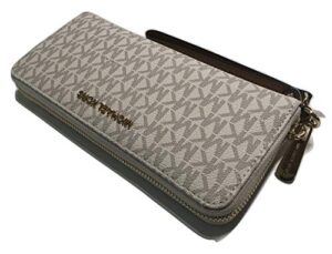 michael michael kors jet set travel continental wallet wristlet (signature mk vanilla)