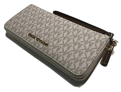 MICHAEL Michael Kors Jet Set Travel Continental Wallet Wristlet (Signature MK Vanilla)