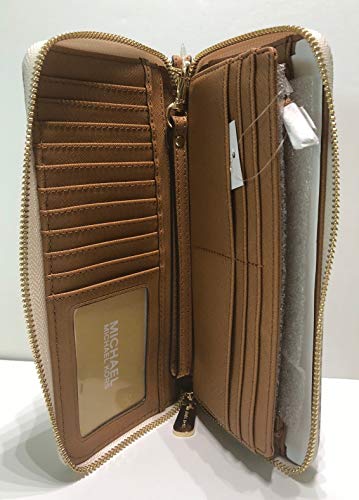 MICHAEL Michael Kors Jet Set Travel Continental Wallet Wristlet (Signature MK Vanilla)