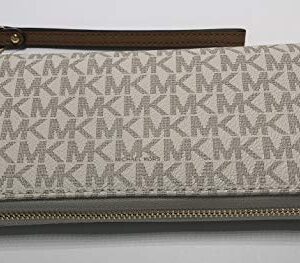 MICHAEL Michael Kors Jet Set Travel Continental Wallet Wristlet (Signature MK Vanilla)