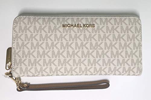 MICHAEL Michael Kors Jet Set Travel Continental Wallet Wristlet (Signature MK Vanilla)