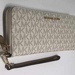 MICHAEL Michael Kors Jet Set Travel Continental Wallet Wristlet (Signature MK Vanilla)