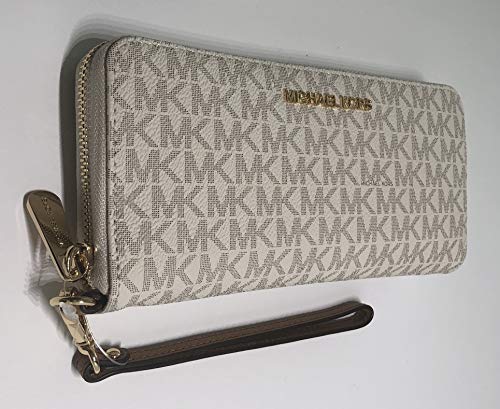 MICHAEL Michael Kors Jet Set Travel Continental Wallet Wristlet (Signature MK Vanilla)