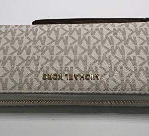 MICHAEL Michael Kors Jet Set Travel Continental Wallet Wristlet (Signature MK Vanilla)