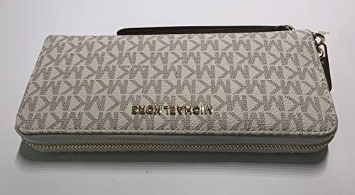 MICHAEL Michael Kors Jet Set Travel Continental Wallet Wristlet (Signature MK Vanilla)