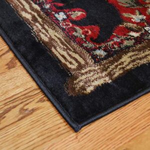 Rustic Lodge Persian Black 8x10 Area Rug, 7'10x9'10