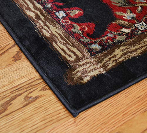 Rustic Lodge Persian Black 8x10 Area Rug, 7'10x9'10