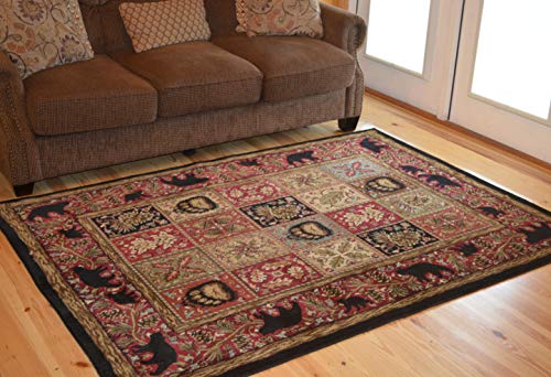 Rustic Lodge Persian Black 8x10 Area Rug, 7'10x9'10