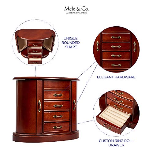 Mele & Co. Heloise Wooden Jewelry Box, Ring, Necklace, and Earring Organizer