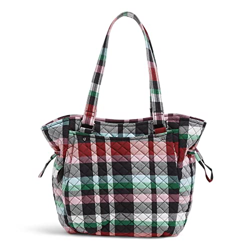 Vera Bradley Women's Cotton Glenna Satchel Purse, Ribbons Plaid - Recycled Cotton, One Size