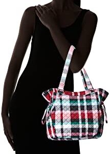 Vera Bradley Women's Cotton Glenna Satchel Purse, Ribbons Plaid - Recycled Cotton, One Size