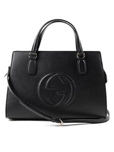 gucci soho leather satchel tote structured black shoulder bag new