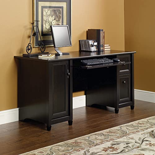 Sauder Edge Water Computer Desk, L: 59.06" x W: 23.23" x H: 29.02", Estate Black finish