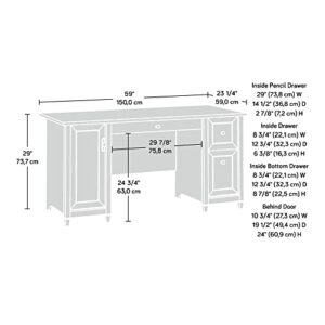 Sauder Edge Water Computer Desk, L: 59.06" x W: 23.23" x H: 29.02", Estate Black finish