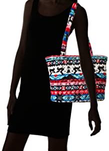 Vera Bradley Women's Teddy Fleece Sherpa Small Vera Tote Bag, Nordic Stripe Multi, One Size