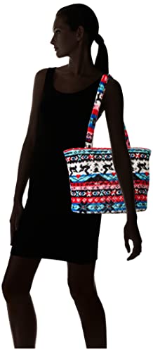 Vera Bradley Women's Teddy Fleece Sherpa Small Vera Tote Bag, Nordic Stripe Multi, One Size