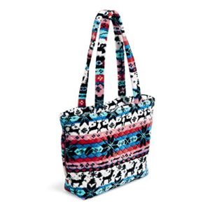 Vera Bradley Women's Teddy Fleece Sherpa Small Vera Tote Bag, Nordic Stripe Multi, One Size