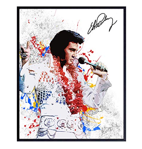 Elvis Las Vegas Wall Art Decor - Bedroom, Bar, Family or Living Room, Home, Apartment or Office Decoration Poster Print - Fab Gift for Country Music or Graceland Fans - 8x10 Unframed Picture