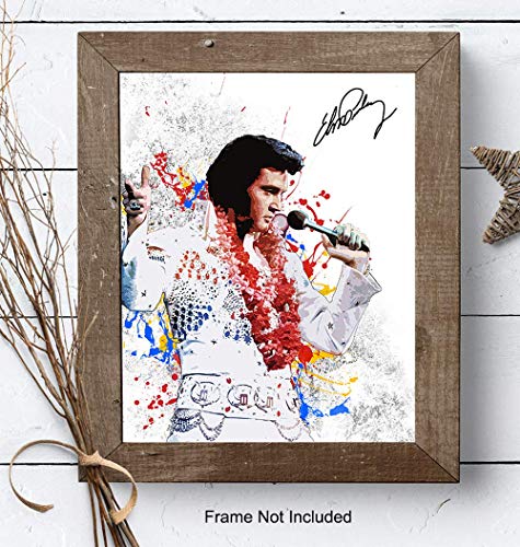 Elvis Las Vegas Wall Art Decor - Bedroom, Bar, Family or Living Room, Home, Apartment or Office Decoration Poster Print - Fab Gift for Country Music or Graceland Fans - 8x10 Unframed Picture