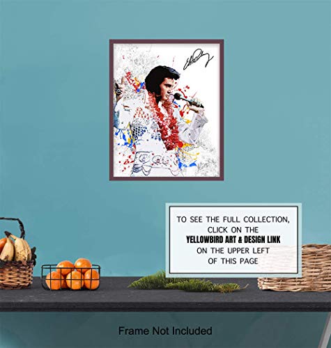 Elvis Las Vegas Wall Art Decor - Bedroom, Bar, Family or Living Room, Home, Apartment or Office Decoration Poster Print - Fab Gift for Country Music or Graceland Fans - 8x10 Unframed Picture