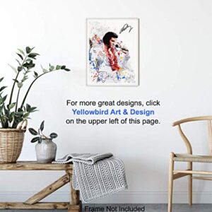 Elvis Las Vegas Wall Art Decor - Bedroom, Bar, Family or Living Room, Home, Apartment or Office Decoration Poster Print - Fab Gift for Country Music or Graceland Fans - 8x10 Unframed Picture