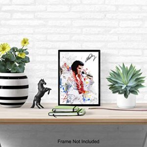 Elvis Las Vegas Wall Art Decor - Bedroom, Bar, Family or Living Room, Home, Apartment or Office Decoration Poster Print - Fab Gift for Country Music or Graceland Fans - 8x10 Unframed Picture