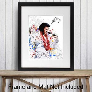 Elvis Las Vegas Wall Art Decor - Bedroom, Bar, Family or Living Room, Home, Apartment or Office Decoration Poster Print - Fab Gift for Country Music or Graceland Fans - 8x10 Unframed Picture