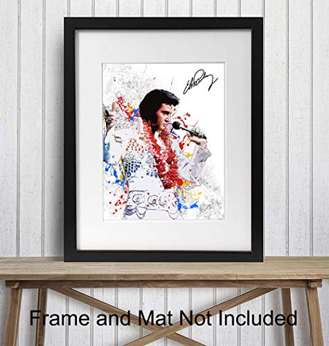 Elvis Las Vegas Wall Art Decor - Bedroom, Bar, Family or Living Room, Home, Apartment or Office Decoration Poster Print - Fab Gift for Country Music or Graceland Fans - 8x10 Unframed Picture