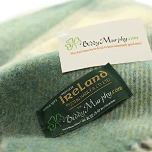 Biddy Murphy, Genuine Irish 100% Wool Plaid Blankets, Soft & Warm Lambswool Knee Throw/Toss Size 54" x 45" Inches, Imported from Ireland, Green/White