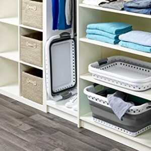 Pop & Load Collapse & Store Collapsible Basket Ultra-Slim Utility 25" High Dual Handle Rectangular/Folds to 3" in Grey Onyx POP & LOAD- LAUNDRY, Large Rect-2