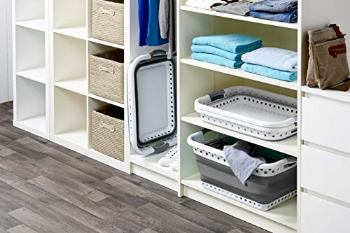 Pop & Load Collapse & Store Collapsible Basket Ultra-Slim Utility 25" High Dual Handle Rectangular/Folds to 3" in Grey Onyx POP & LOAD- LAUNDRY, Large Rect-2