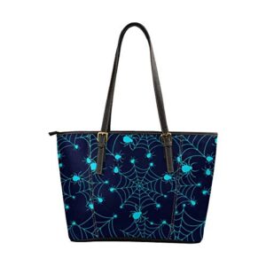 interestprint halloween background with spider net women’s stylish tote bag travel shoulder bag