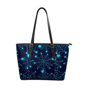 InterestPrint Halloween Background with Spider Net Women's Stylish Tote Bag Travel Shoulder Bag