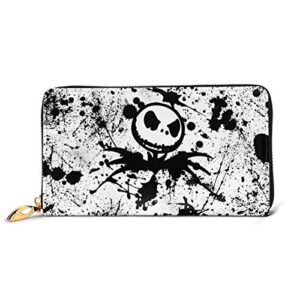 women halloween zip around wallet clutch large travel purse genuine leather wallet