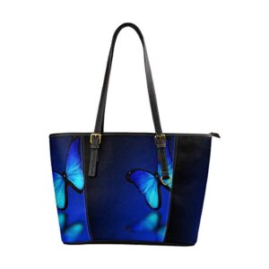 InterestPrint Morpho Blue Butterfly Women's Stylish Tote Bag Travel Shoulder Bag