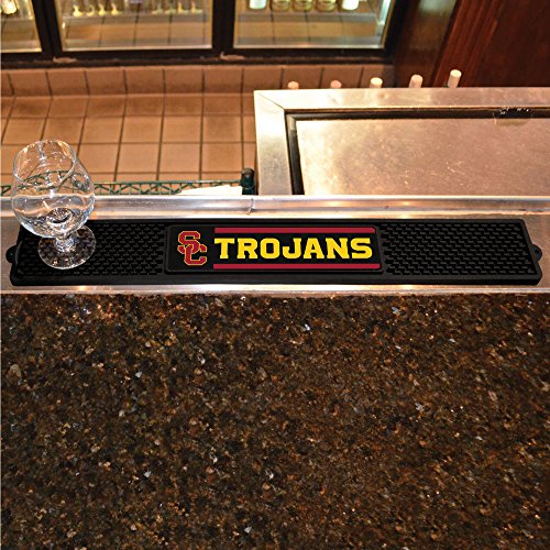 FANMATS 14028 Southern California Trojans Drink Bar Mat - 3.25in. x 24in. - Durable Dish Drying Mat, Easy Clean, Counter Mat