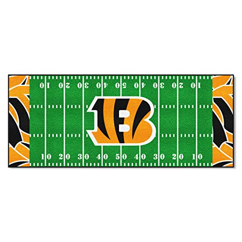 FANMATS 23229 Cincinnati Bengals Football Field Runner Rug - 30in. x 72in. Xfit Design