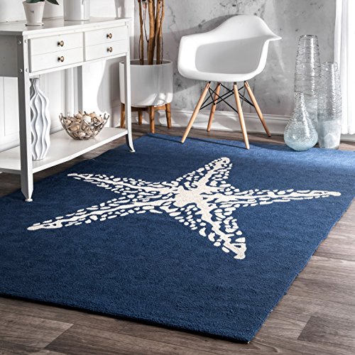 nuLOOM Marine Hand Hooked Indoor/Outdoor Area Rug, 4' x 6', Navy