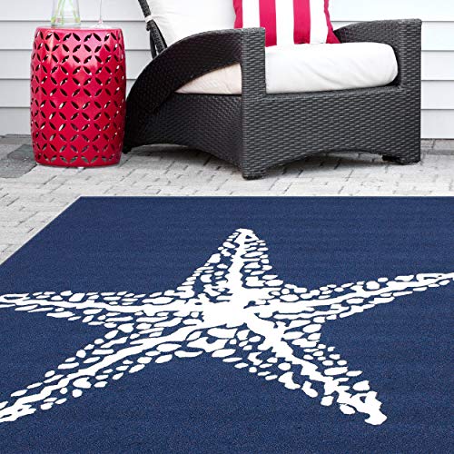 nuLOOM Marine Hand Hooked Indoor/Outdoor Area Rug, 4' x 6', Navy