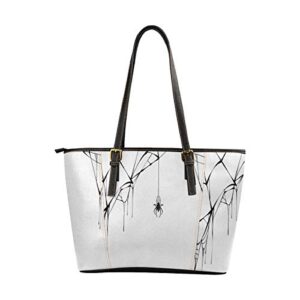 interestprint black spider and torn web women handbag shoulder bags tote pu leather handbag