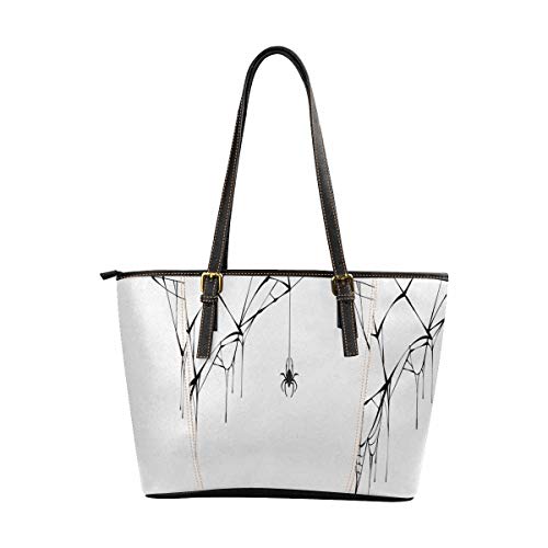 InterestPrint Black Spider and Torn Web Women Handbag Shoulder Bags Tote PU Leather Handbag