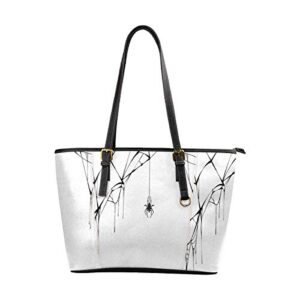 InterestPrint Black Spider and Torn Web Women Handbag Shoulder Bags Tote PU Leather Handbag