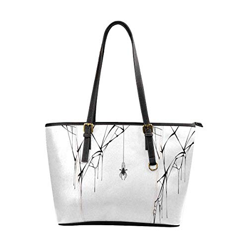 InterestPrint Black Spider and Torn Web Women Handbag Shoulder Bags Tote PU Leather Handbag