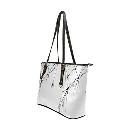 InterestPrint Black Spider and Torn Web Women Handbag Shoulder Bags Tote PU Leather Handbag