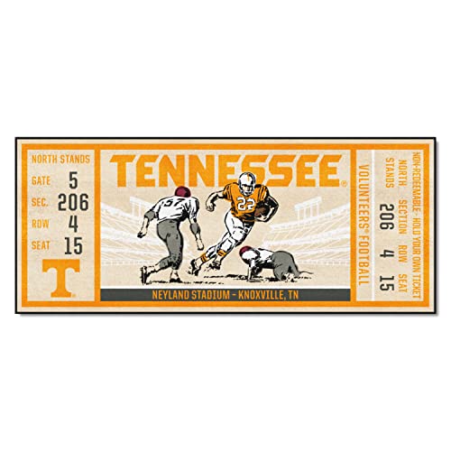 FANMATS 23156 Tennessee Volunteers Ticket Design Runner Rug - 30in. x 72in. | Sports Fan Area Rug, Home Decor Rug and Tailgating Mat