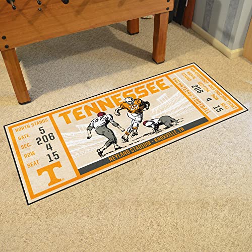 FANMATS 23156 Tennessee Volunteers Ticket Design Runner Rug - 30in. x 72in. | Sports Fan Area Rug, Home Decor Rug and Tailgating Mat