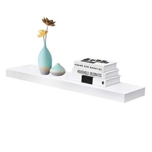 welland 36 inch white mission floating shelves for wall, bathroom wall mount shelves, wood modern display shelves, book shelves,for bedroom,living room and kitchen