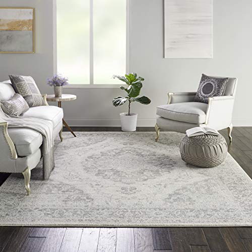 Nourison Tranquil Persian Ivory/Grey 8' x 10' Area -Rug, Easy -Cleaning, Non Shedding, Bed Room, Living Room, Dining Room, Kitchen (8x10)